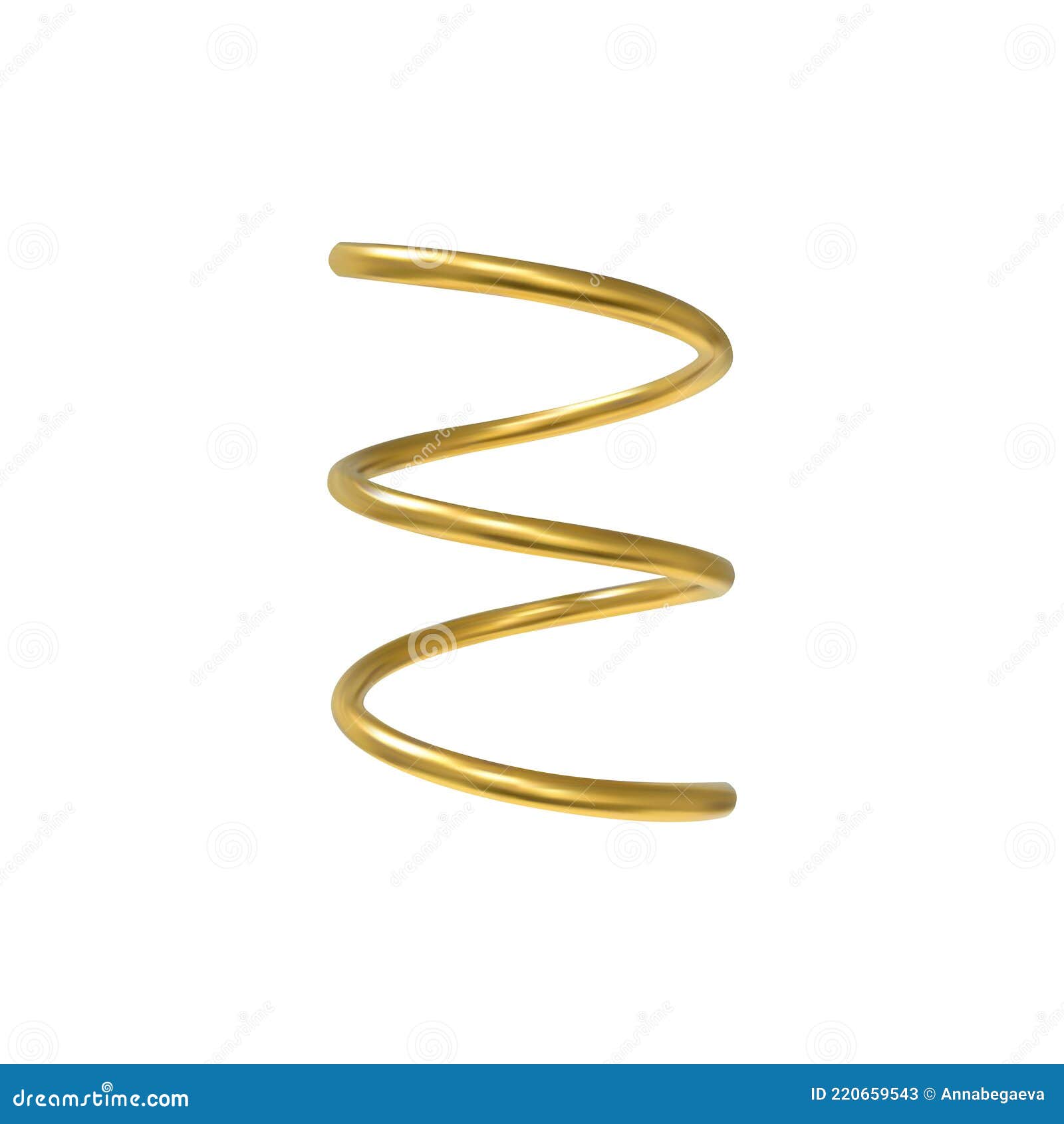 Vector 3d Realistic Geometric Object. Isolated Metallic Gold Helix ...