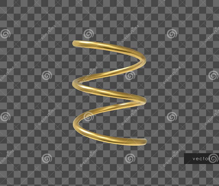 Vector 3d Realistic Geometric Object. Isolated Metallic Gold Helix ...