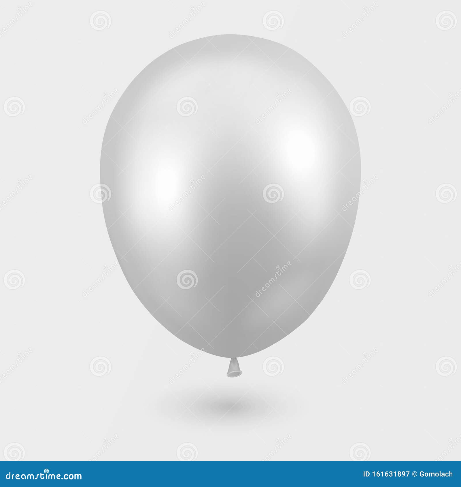 Vector 3d Realistic Glossy Metallic White Balloon Icon Closeup Isolated ...