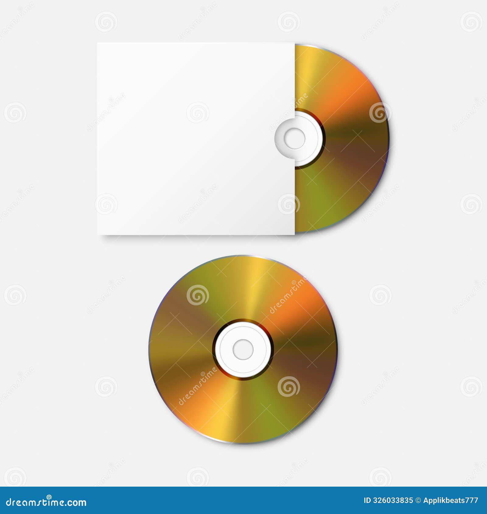 Vector 3d Realistic Golden CD, DVD with Paper, Plastic Cover, Envelope ...