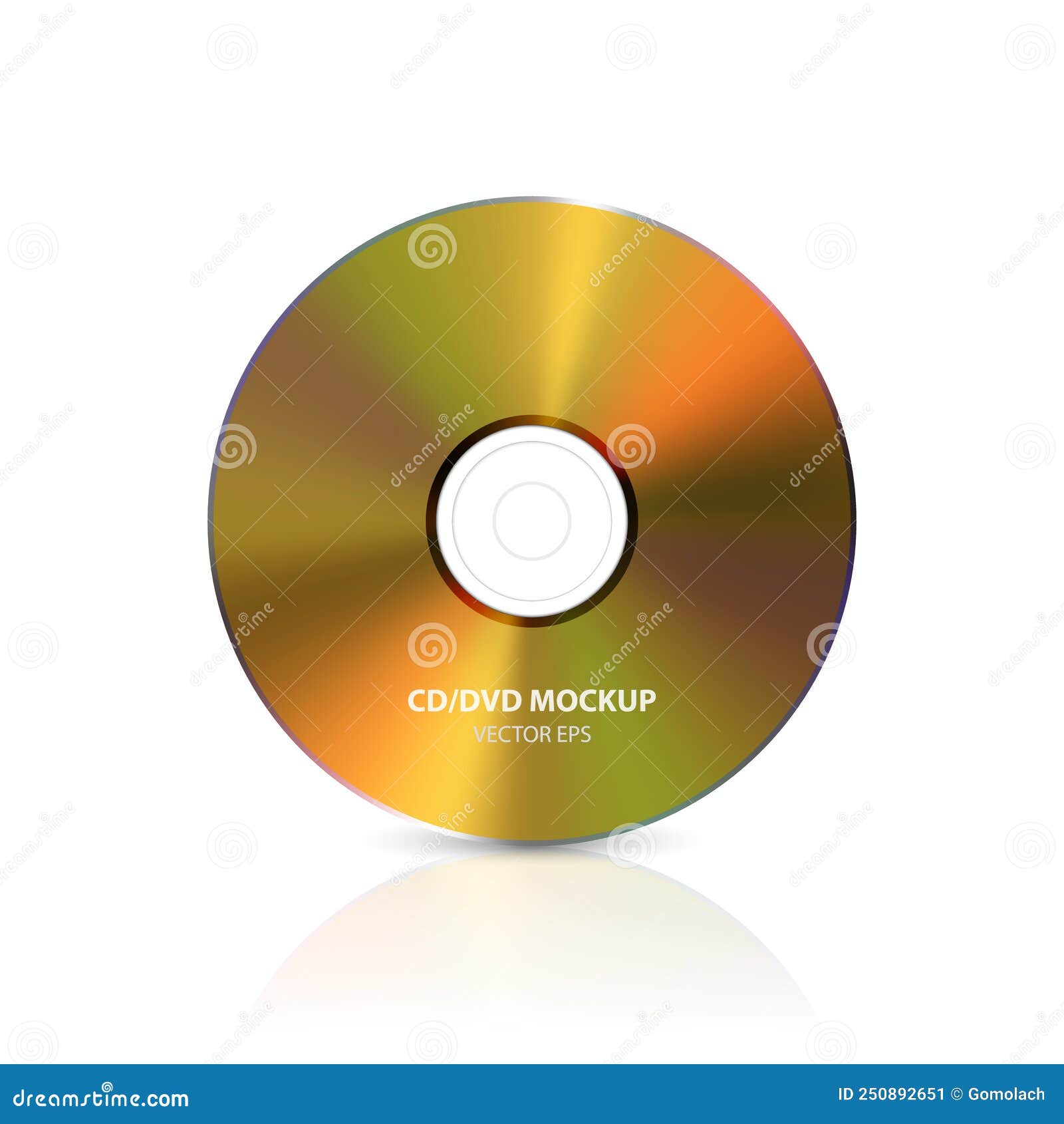Vector 3d Realistic Golden CD, DVD on White with Reflection. CD Design ...