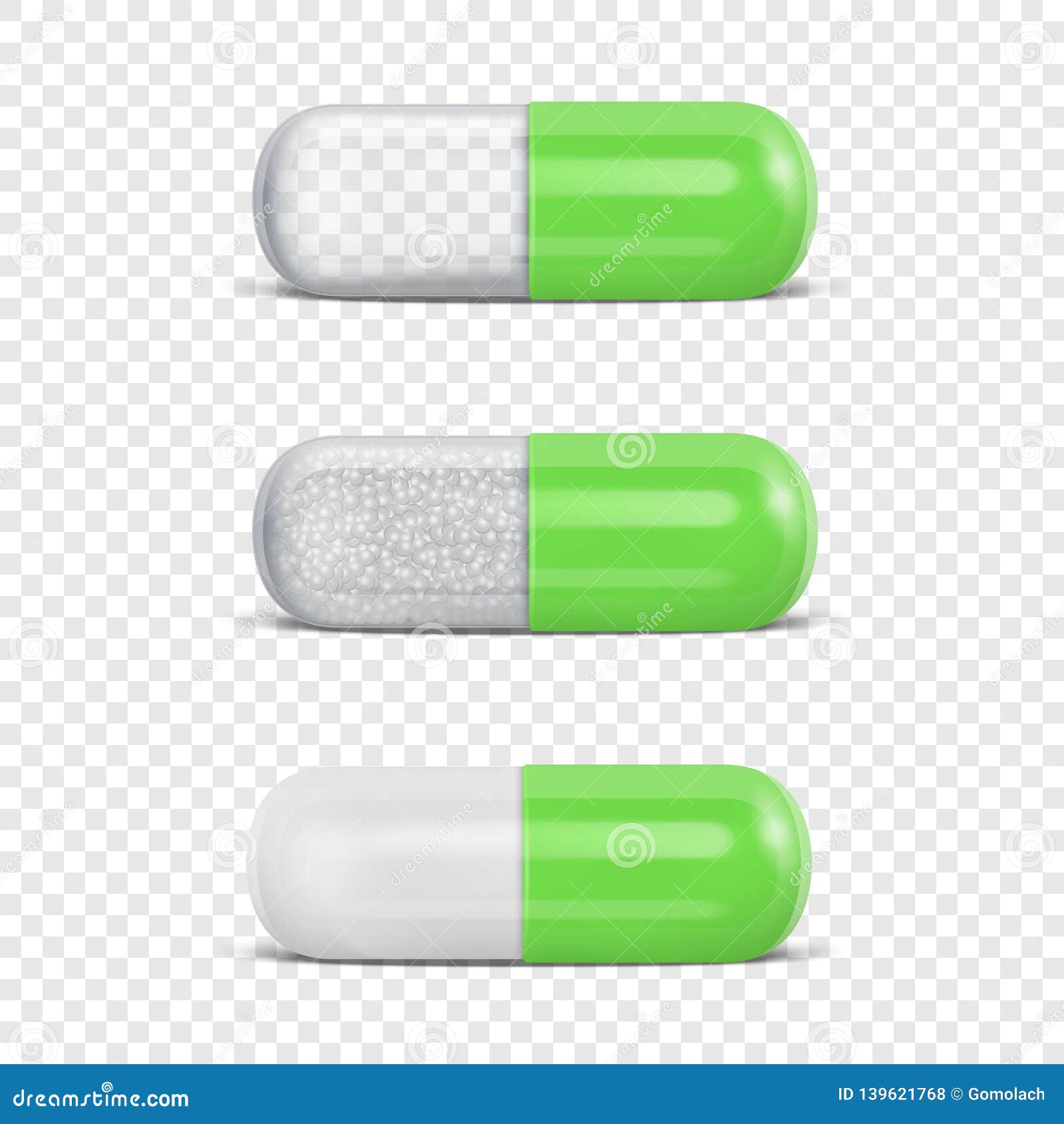 Vector 3d Realistic Green Medical Pill Icon Set Closeup Isolated on ...