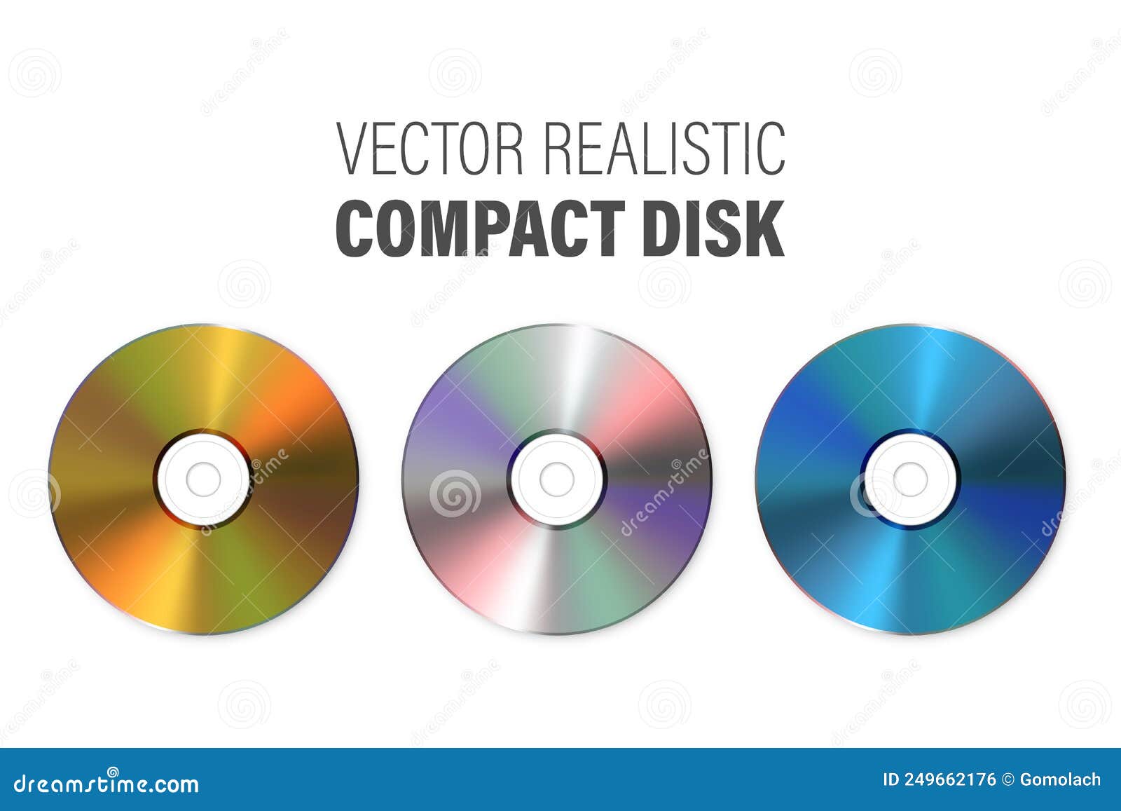 Vector 3d Realistic Multicolor, Golden, Silver, Blue CD, DVD Set ...