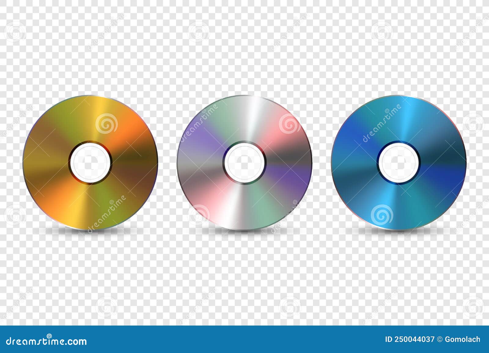 Vector 3d Realistic Multicolor, Golden, Silver, Blue CD, DVD Set ...