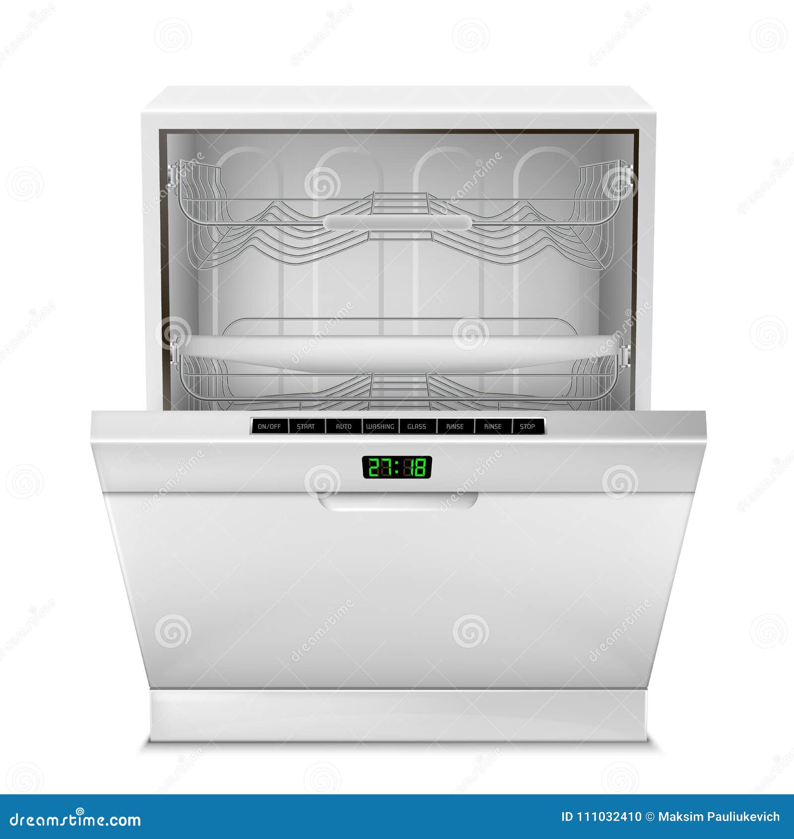 Vector 3d Realistic Open Dishwasher Machine Stock Vector - Illustration ...