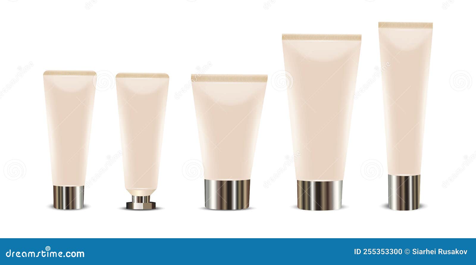 Vector 3d Realistic Plastic, Beige Tube Packaging with Metal Glossy Lid ...