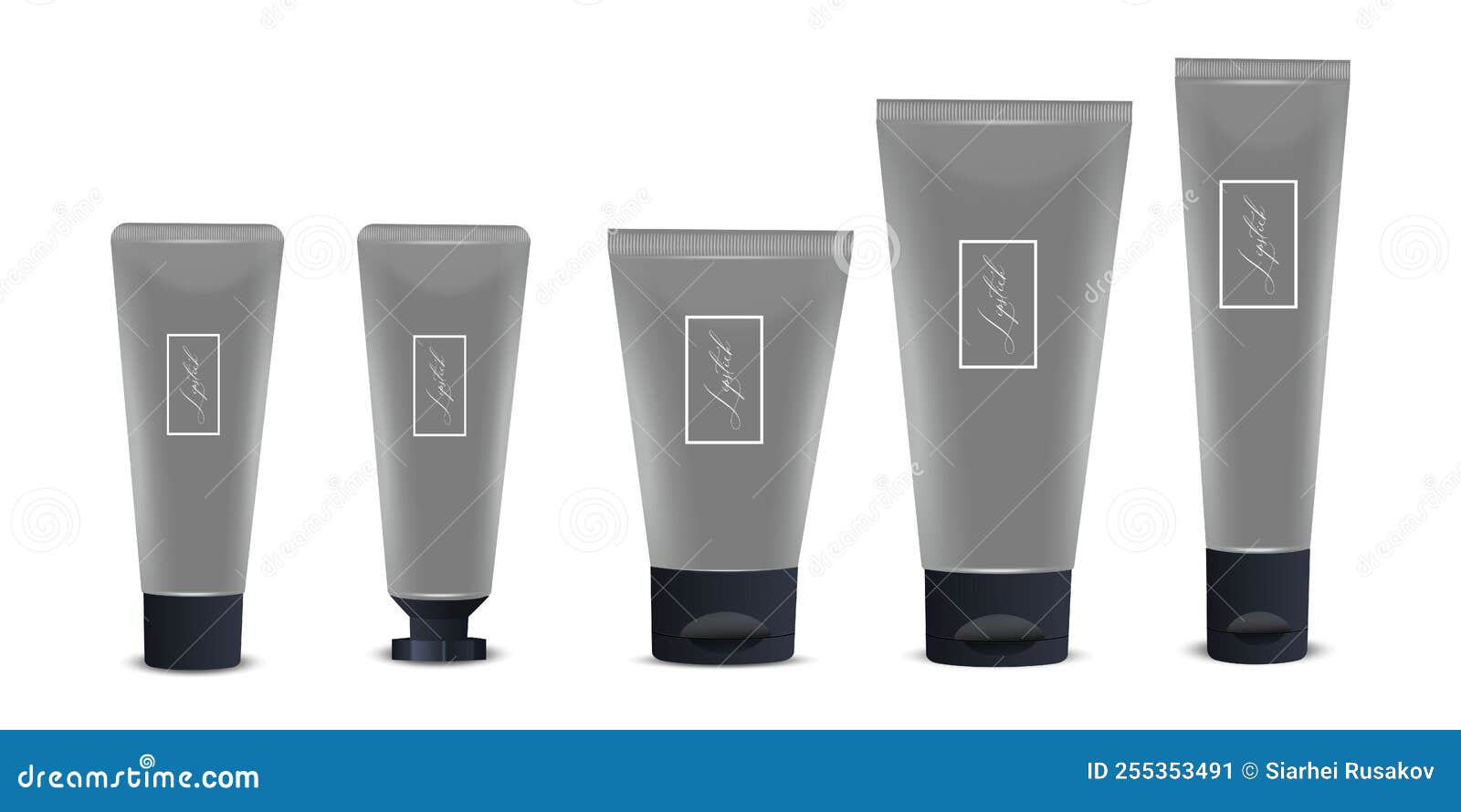 Vector 3d Realistic Plastic, Silver Tube Packaging with Black Cap on ...