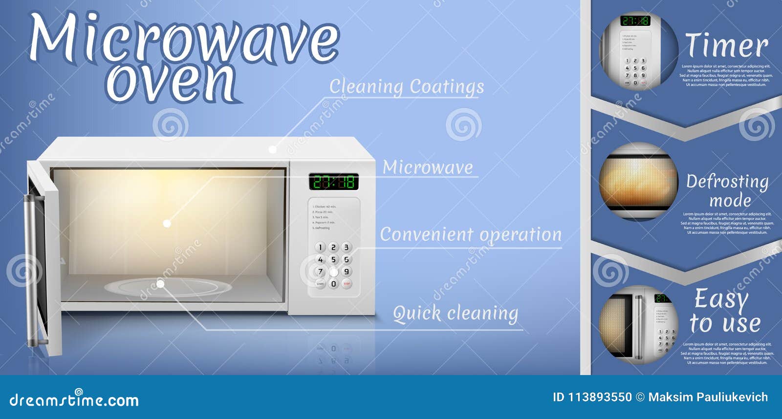 Vector 3d Realistic Poster with Microwave Oven Stock Vector ...