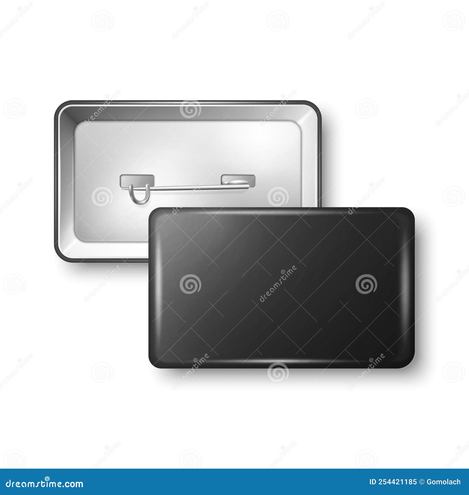 Vector 3d Realistic Rectangular Black Metal, Plastic Blank Empty Button ...