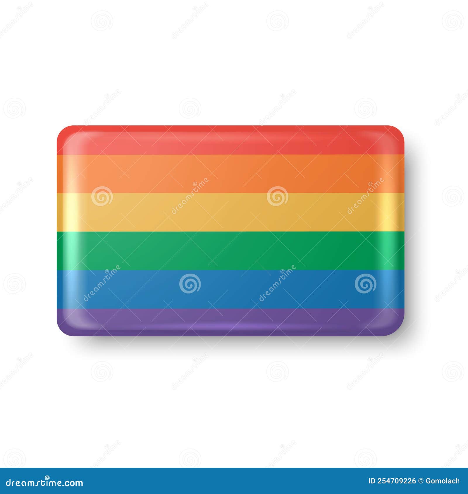 Vector 3d Realistic Rectangular Metal, Plastic Button Badge with LGBT ...