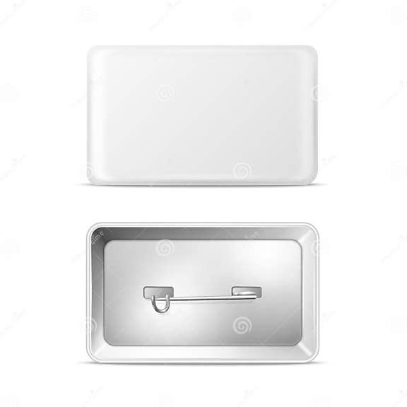 Vector 3d Realistic Rectangular White Metal, Plastic Blank Empty Button ...