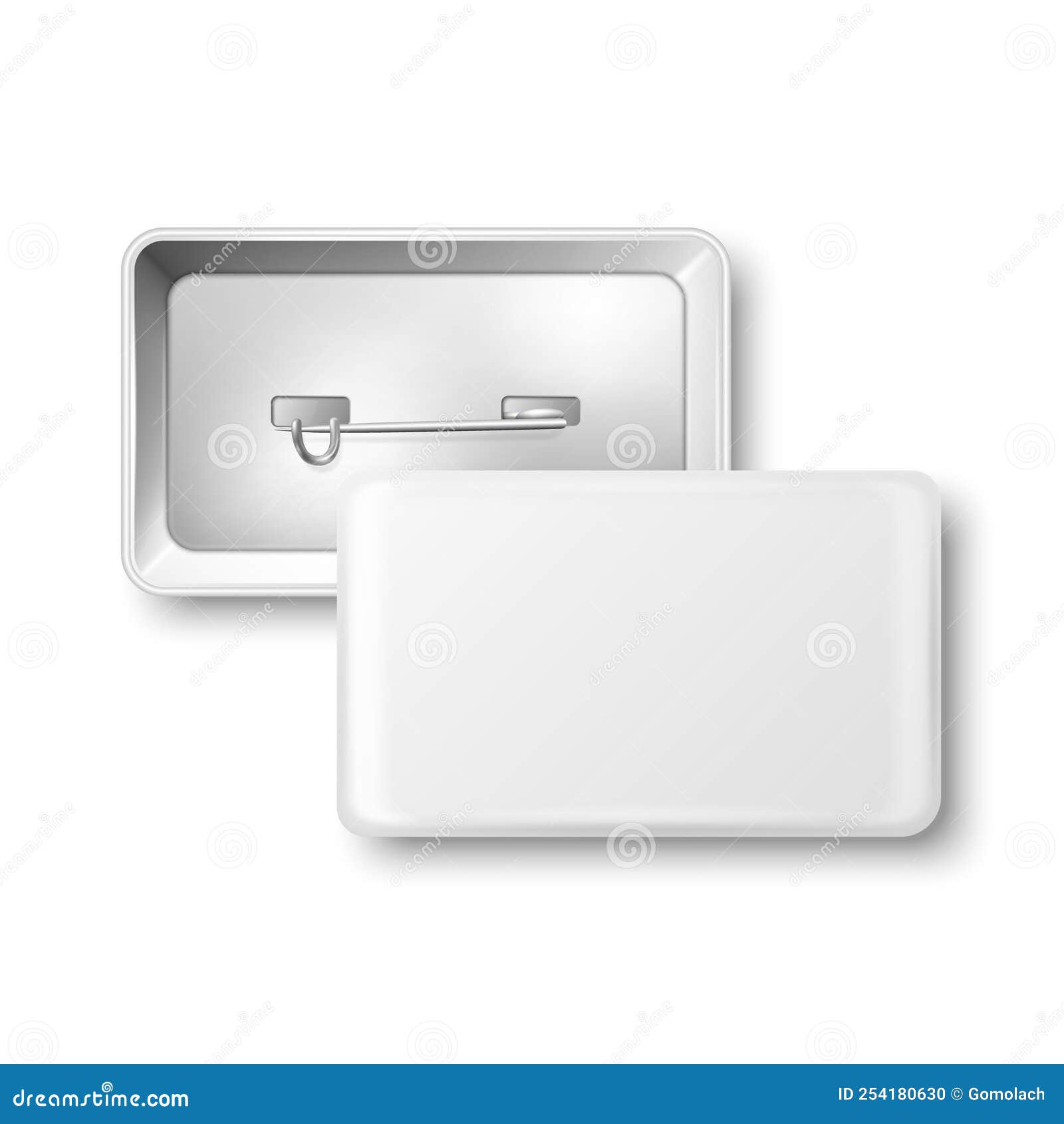Vector 3d Realistic Rectangular White Metal, Plastic Blank Empty Button ...