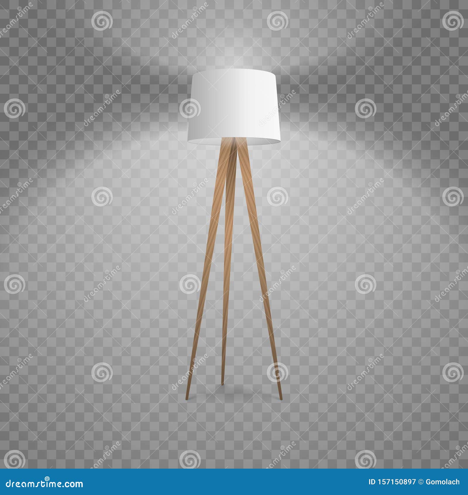Vector 3d Realistic Render Illuminated Lamp Closeup Isolated on ...