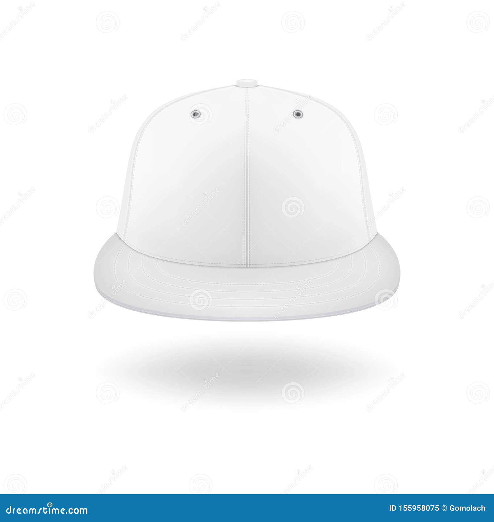 Vector 3d Realistic Render White Blank Baseball Snapback Cap Icon ...