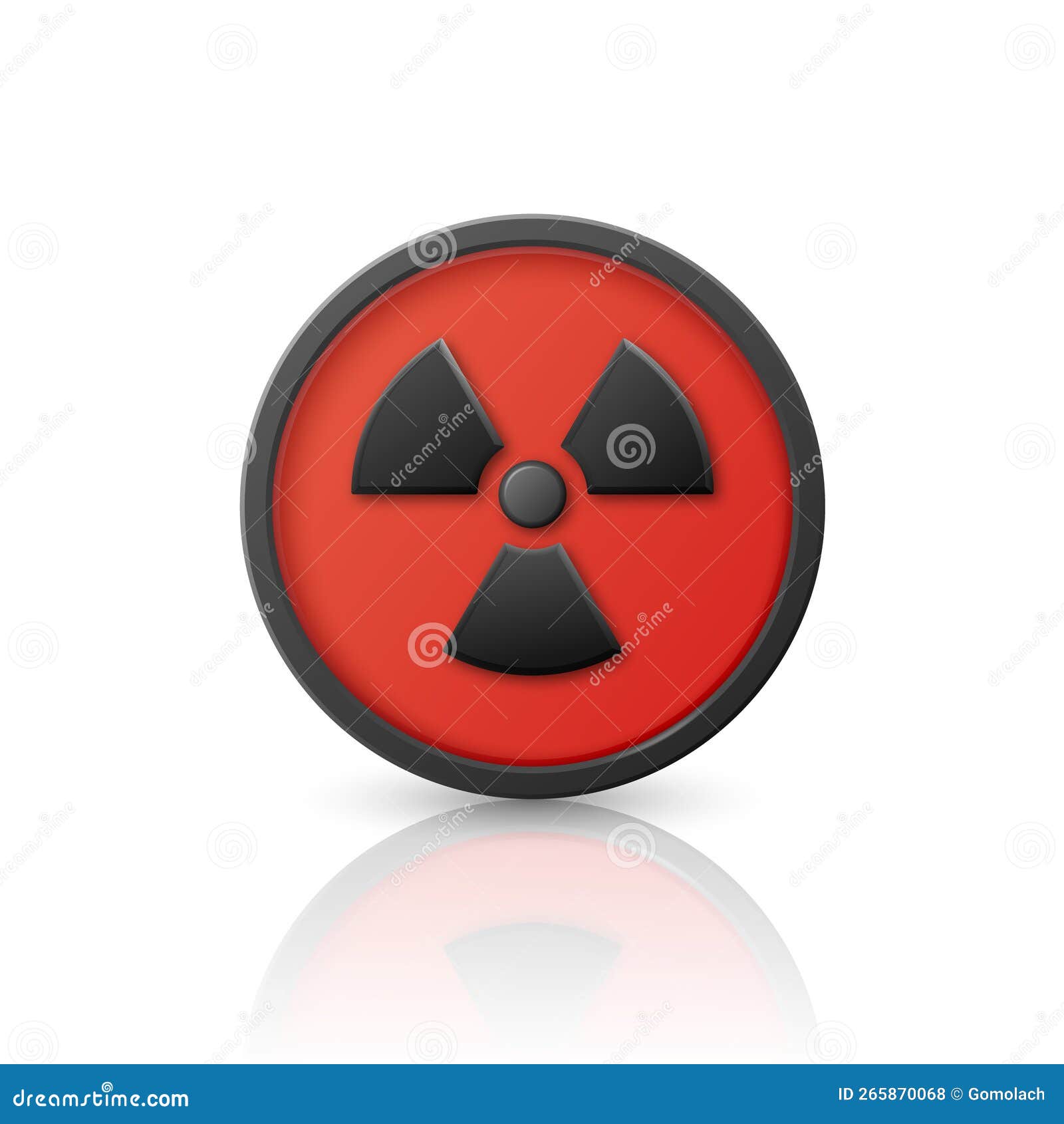 Vector 3d Realistic Round Red and Black Warning, Danger Nuclear Symbol ...
