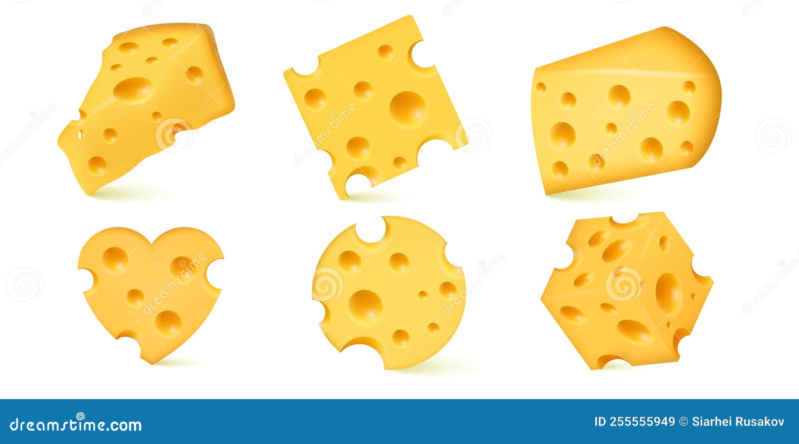 Vector 3D, Realistic Set of Fresh Nutritious Dutch Cheeses, Very Tasty ...