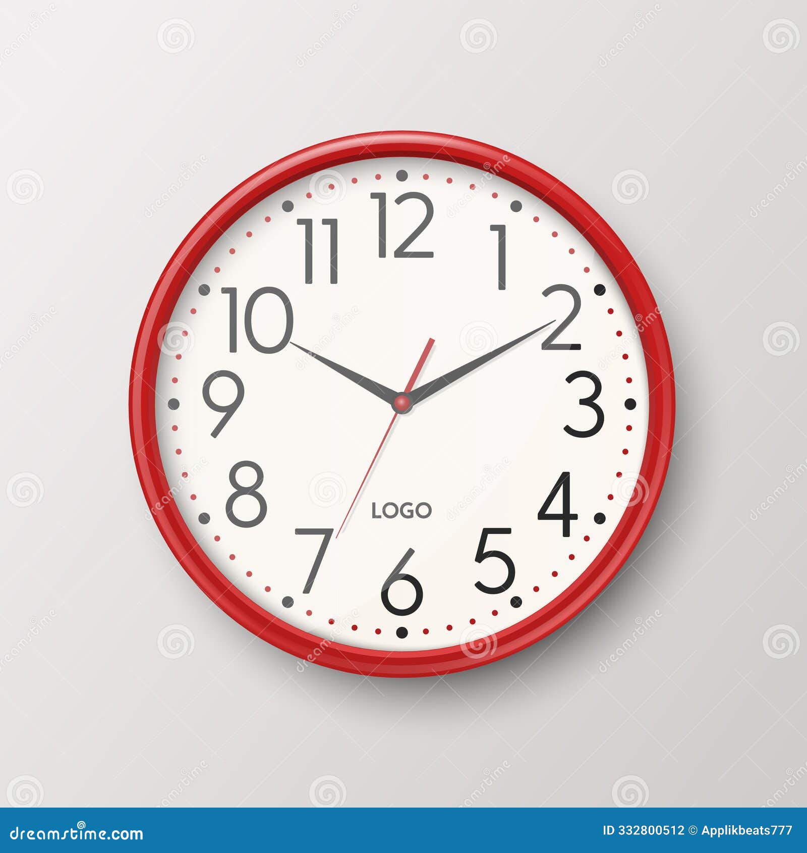Vector 3d Realistic Simple Round Red Wall Office Clock with White Dial ...