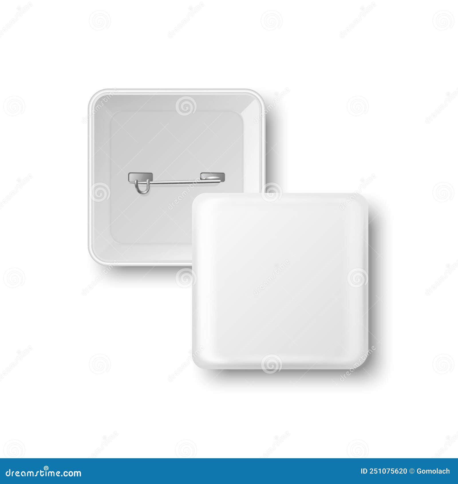 Vector 3d Realistic Square White Metal, Plastic Blank Empty Button ...