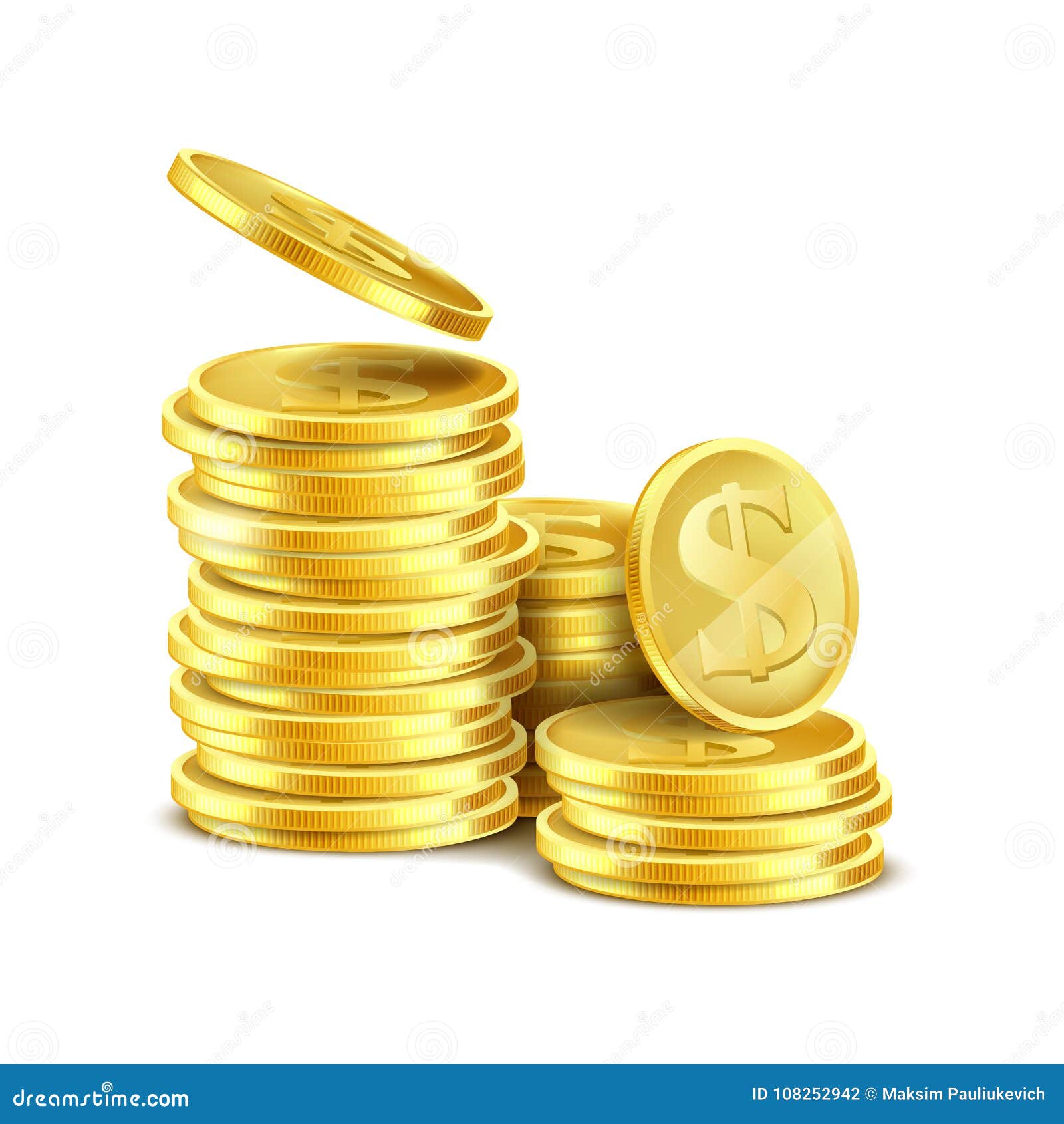 Vector 3d Realistic Stack of Gold Coins Stock Vector - Illustration of ...