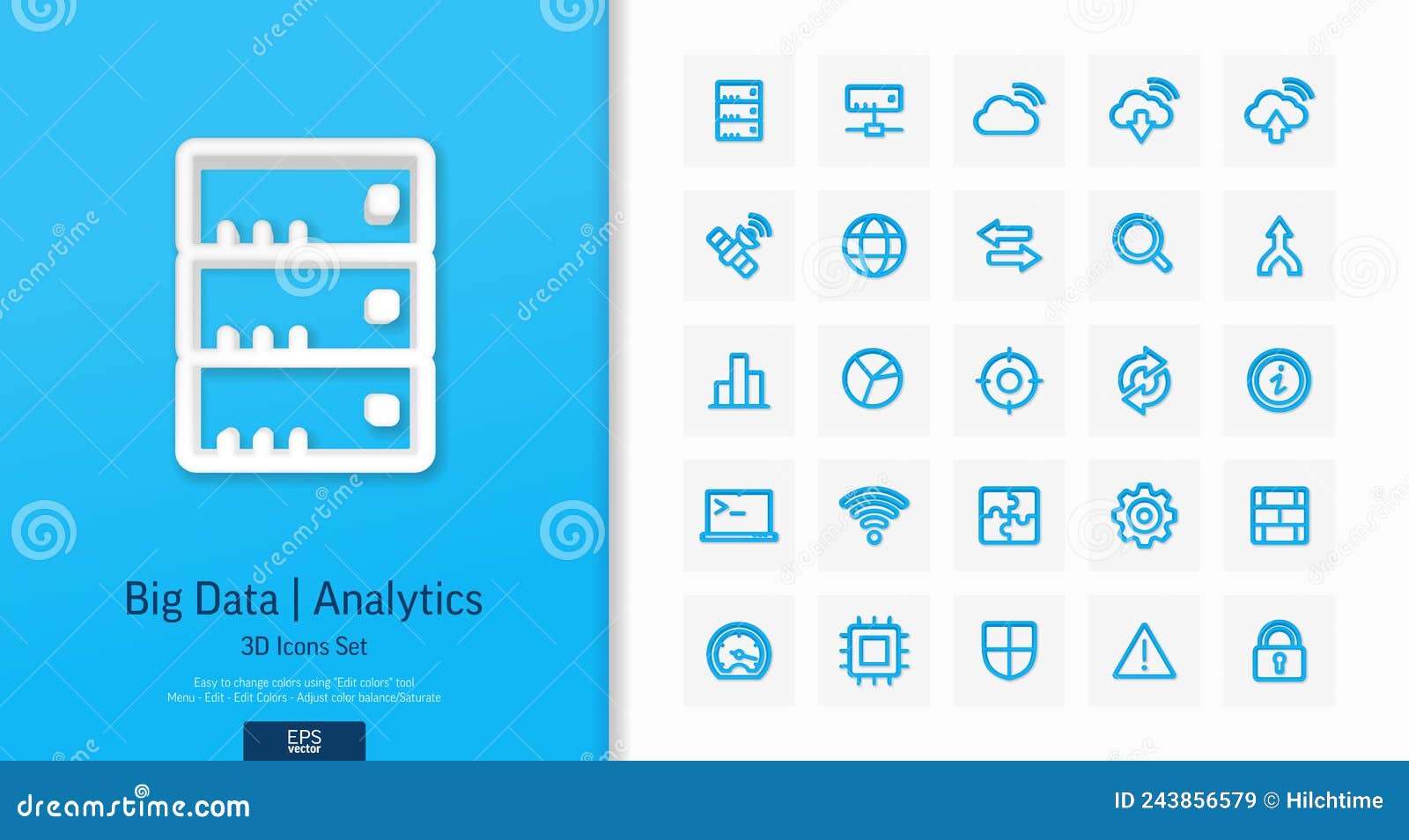 Vector 3d Realistic Style Icons Set with Big Data and Analytics ...