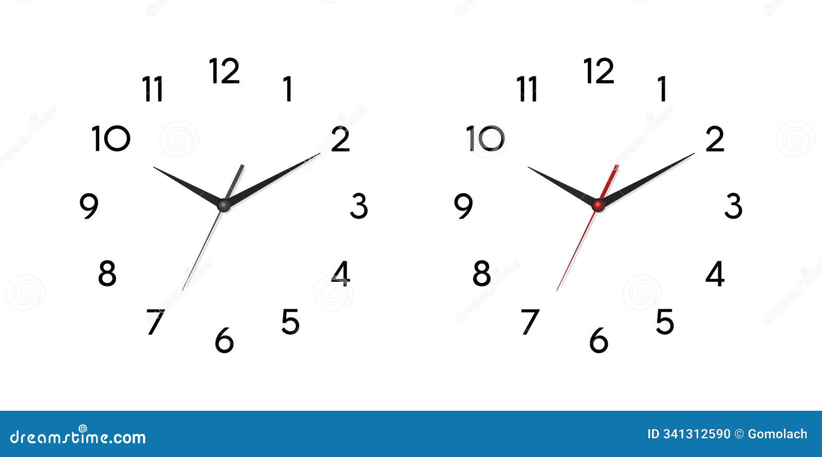 Vector 3d Realistic Wall Office Clock Face Set. White and Black Dial ...