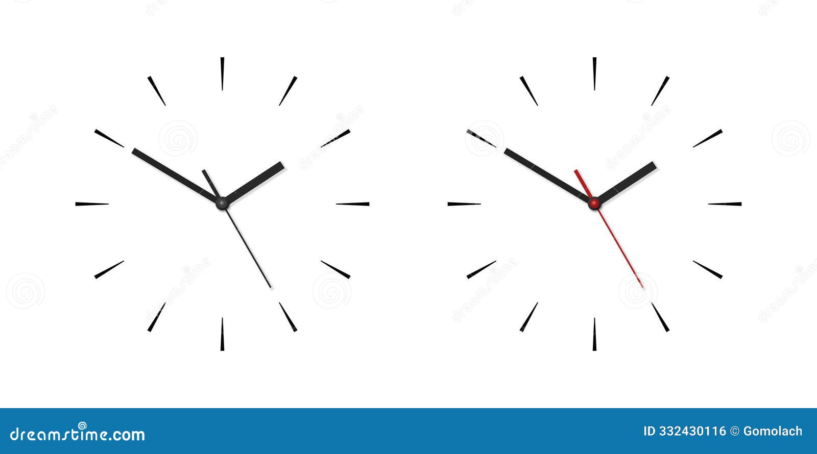 Vector 3d Realistic Wall Office Clock Face Set. White and Black Dial ...