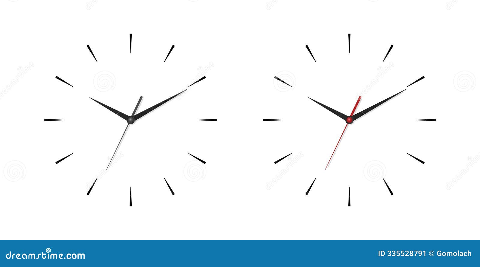 Vector 3d Realistic Wall Office Clock Face Set. White and Black Dial ...