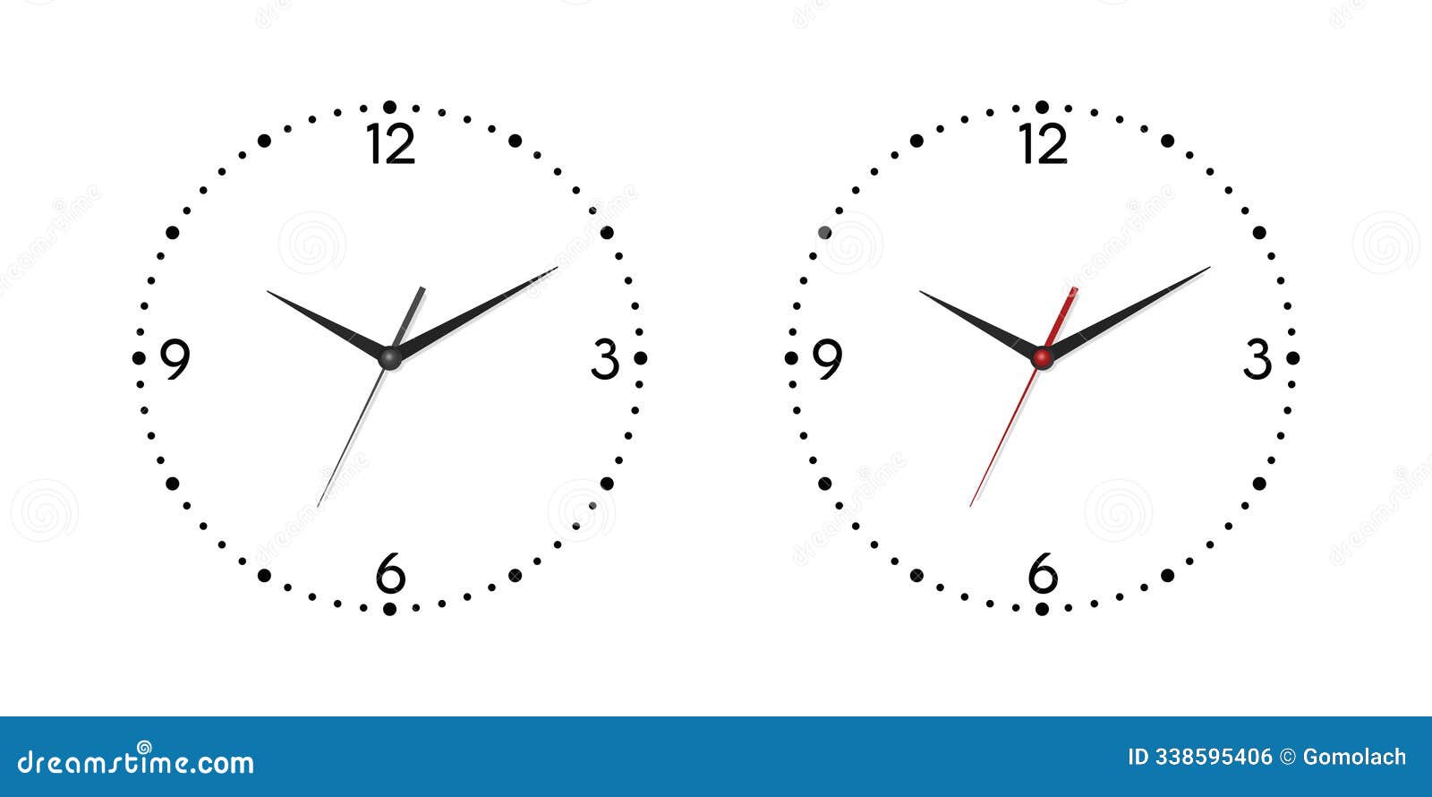 Vector 3d Realistic Wall Office Clock Face Set. White and Black Dial ...