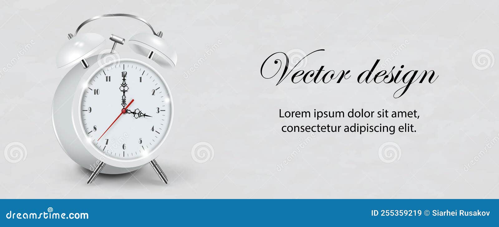 Vector 3d Realistic White Alarm Clock. Design Template, Banner with ...