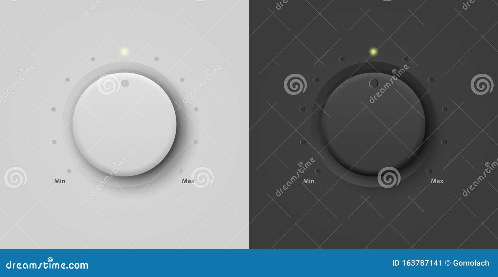 Vector 3d Realistic White and Black Plastic Knob Icon Set. Design ...