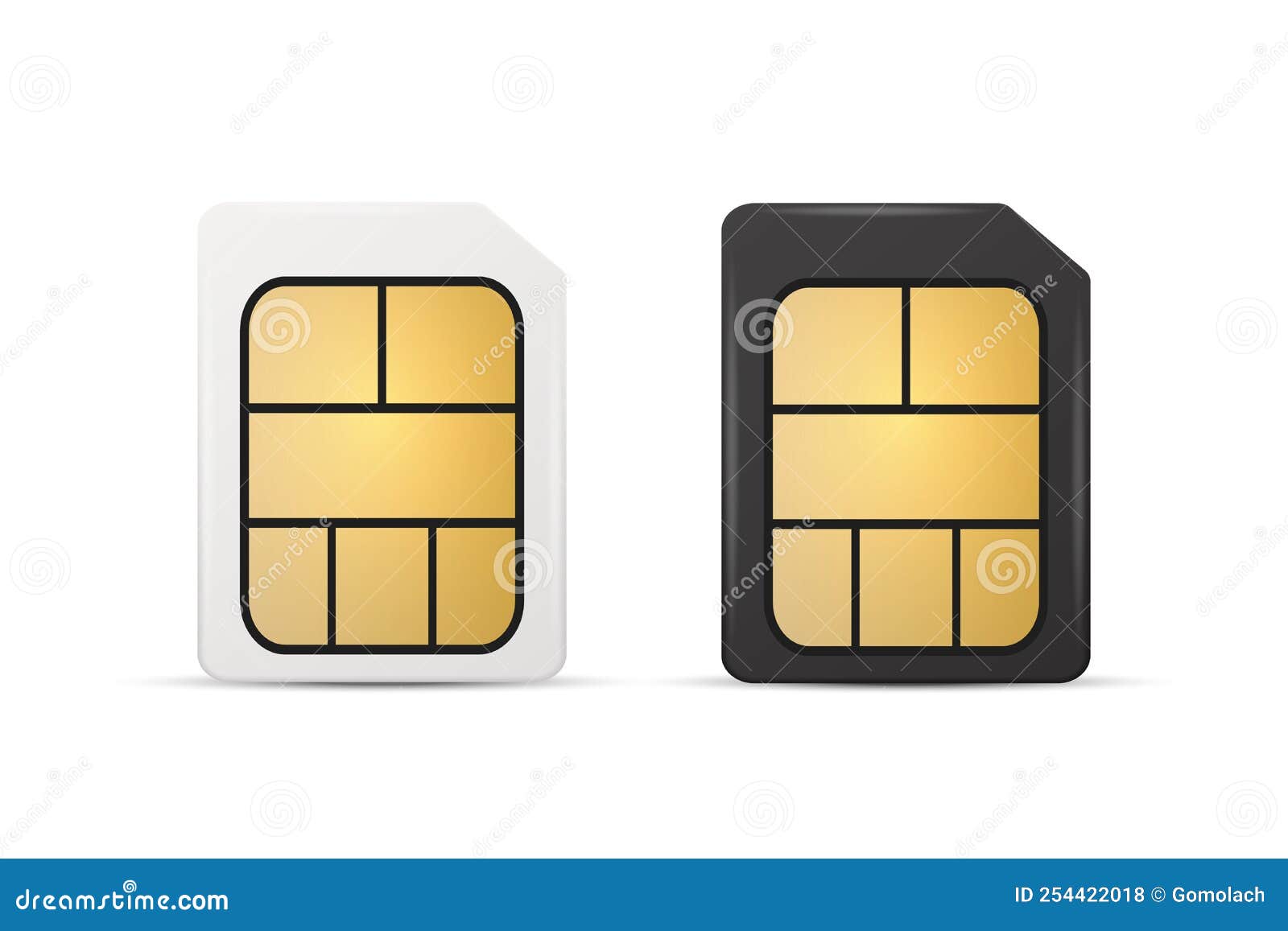 Vector 3d Realistic White and Black Plastic Micro Sim Card Template Set ...
