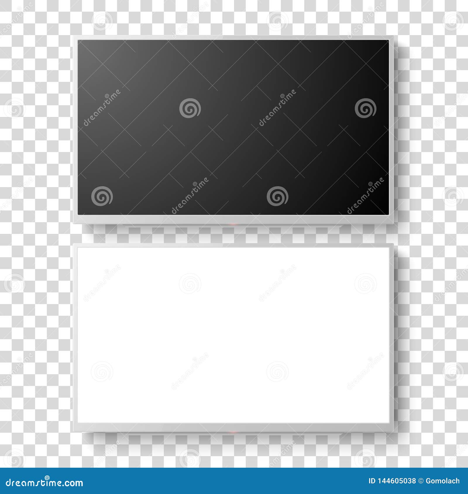 Vector 3d Realistic White Blank TV Screen Set. Modern LCD LED Panel Set ...