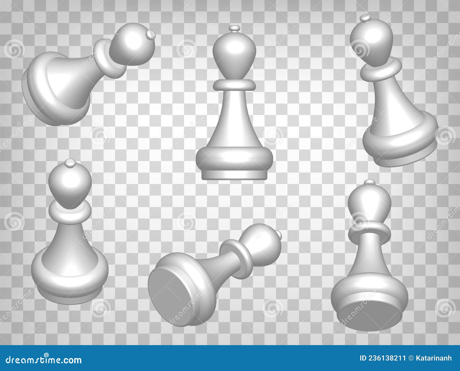 Vector 3d Realistic White Chess Elephant Icon Set Isolated. Set of ...