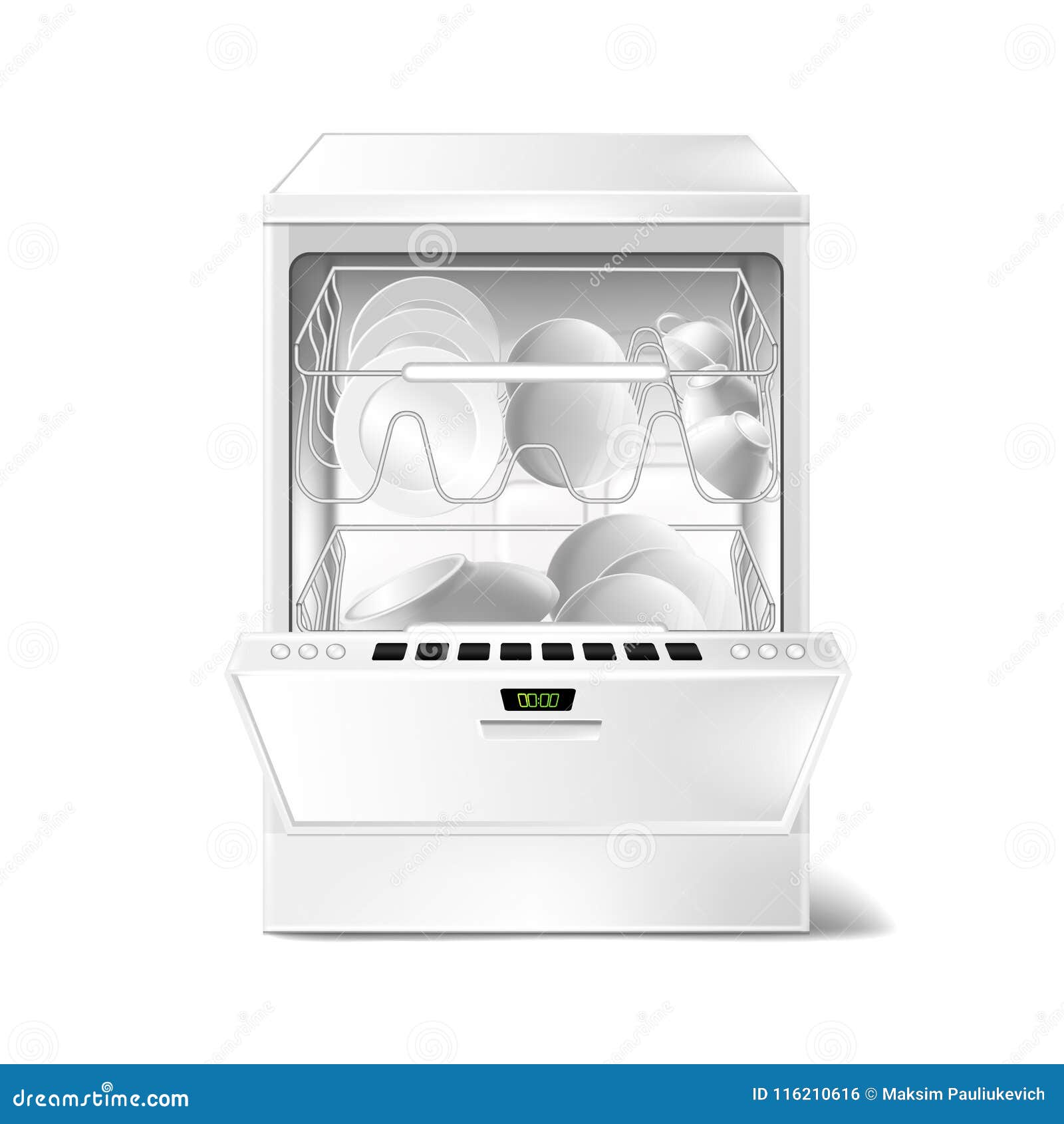 Vector 3d Realistic White Dishwasher with Display Stock Vector ...