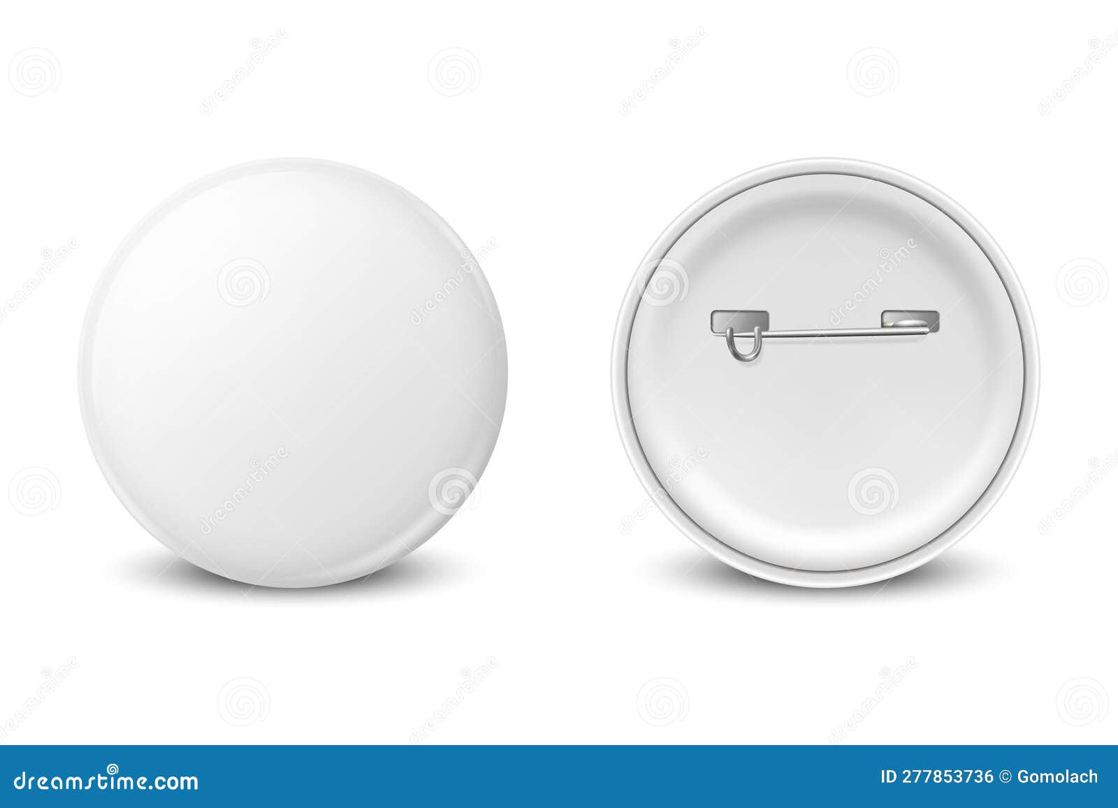 Vector 3d Realistic White Round Metal, Plastic Blank Empty Button Badge ...