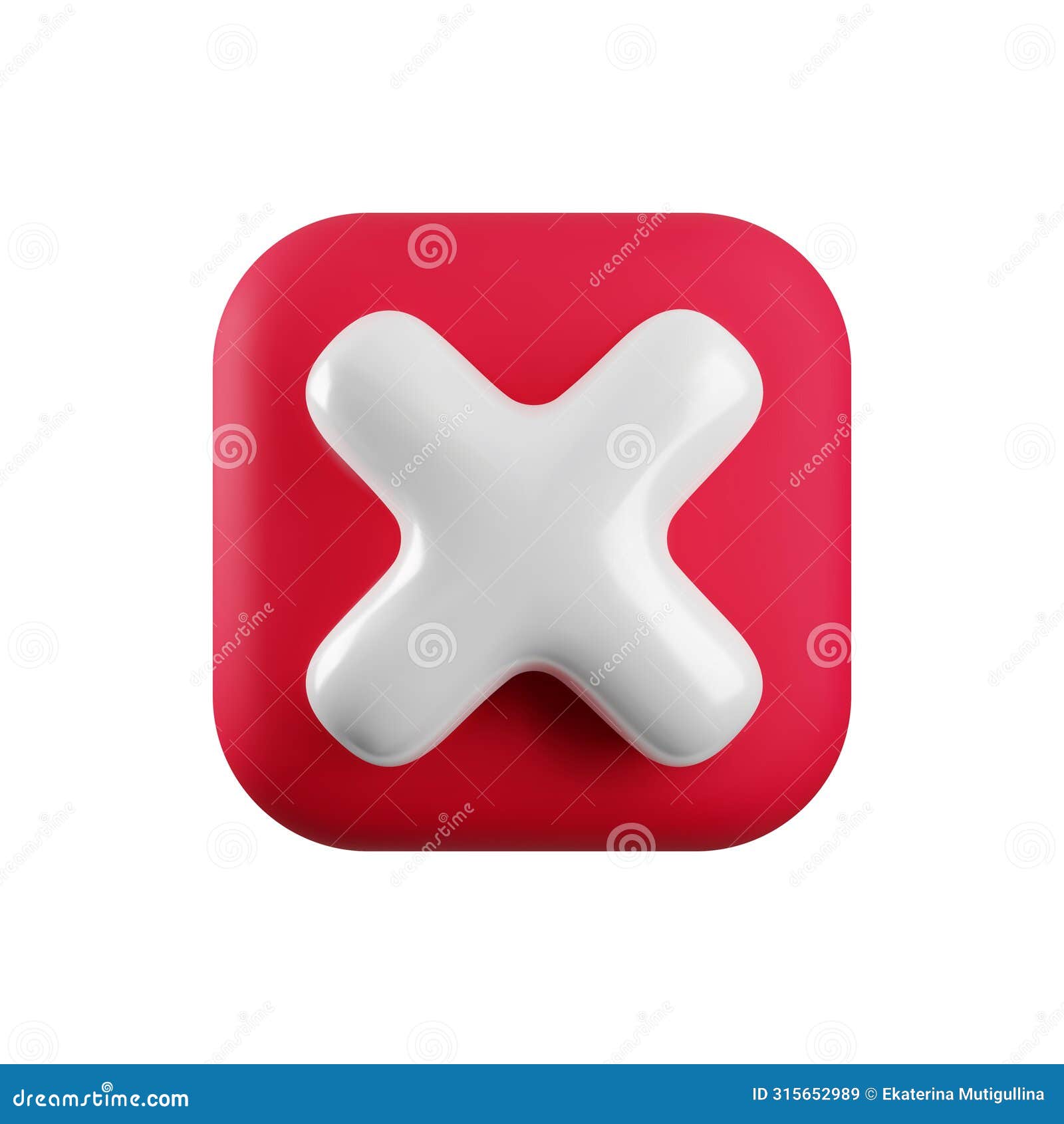 Vector 3d Red Cross X Realistic Icon. Trendy Square Plastic Wrong Red ...