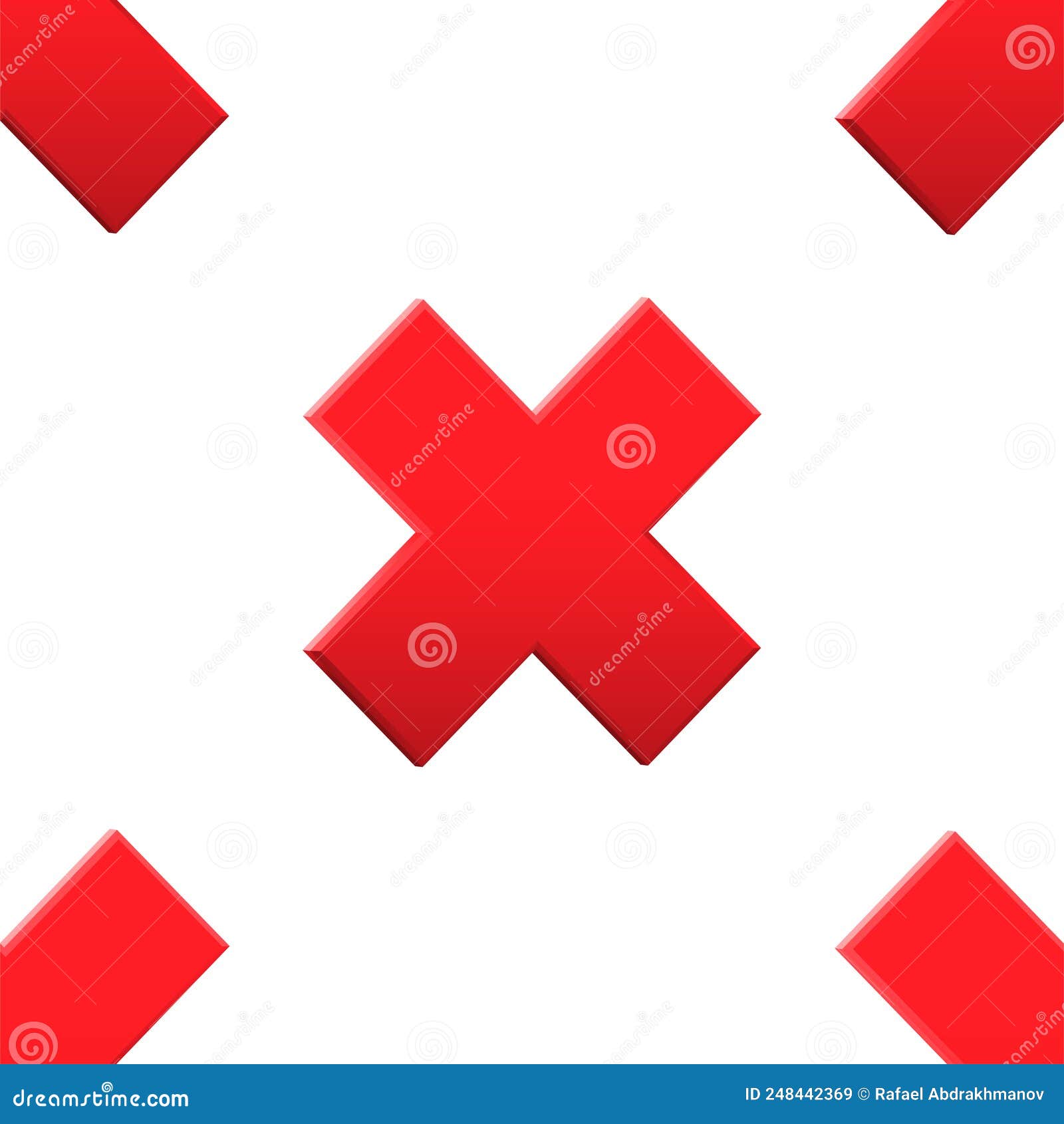 Vector 3d Red Cross Reject Icon. Seamless Pattern Stock Vector ...