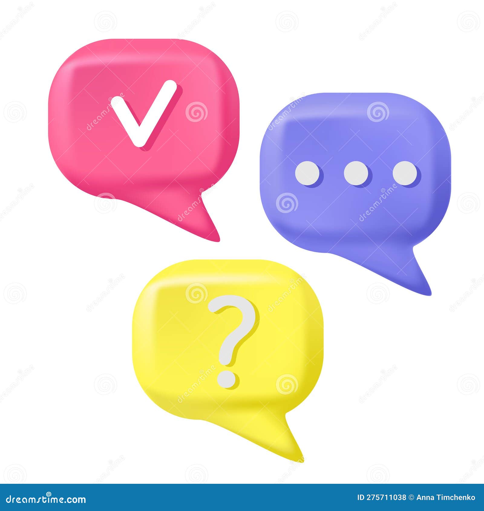 Vector 3d Render Speech Bubble. Question and Answer Bubble in Different ...