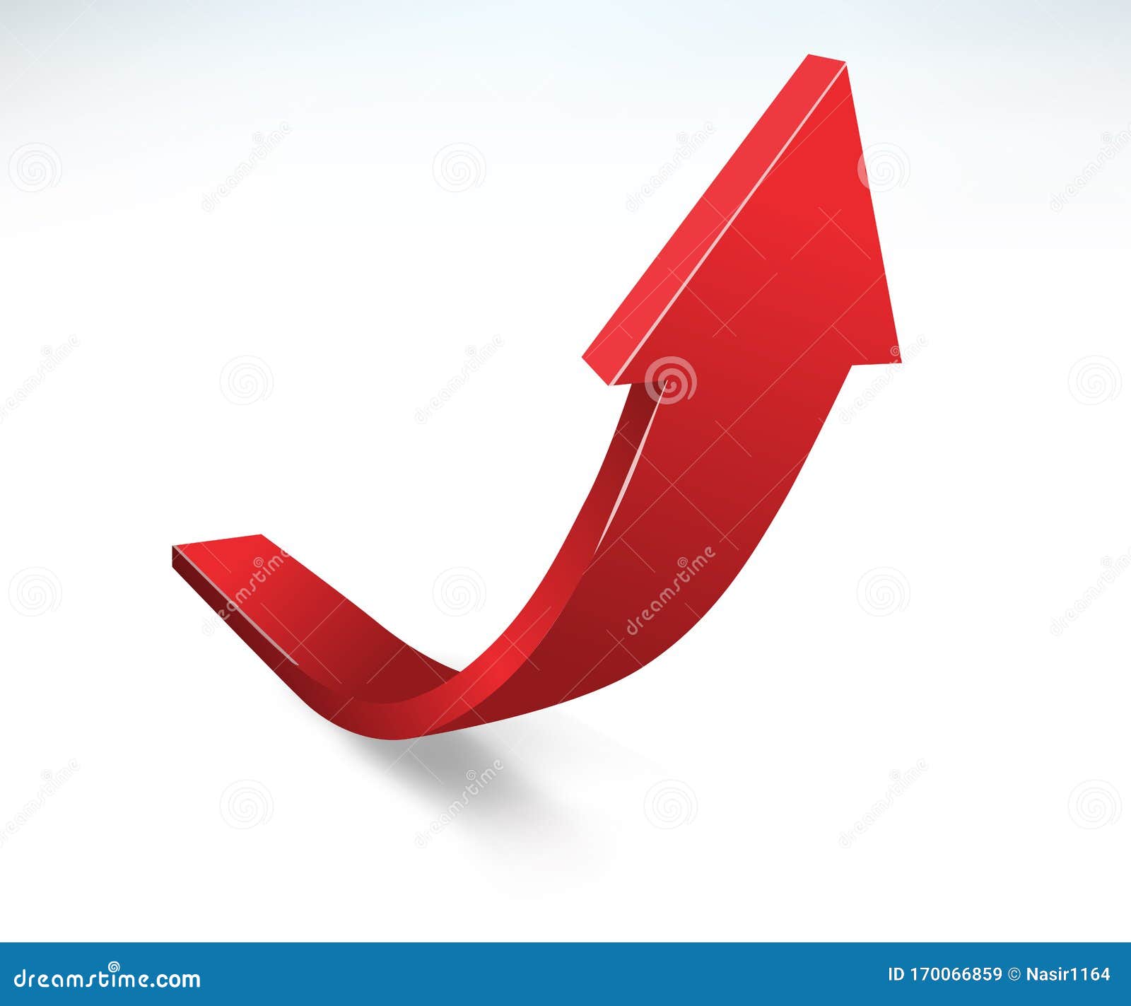 Vector 3d Render Upward Moving Curve Red Arrow Stock Vector ...