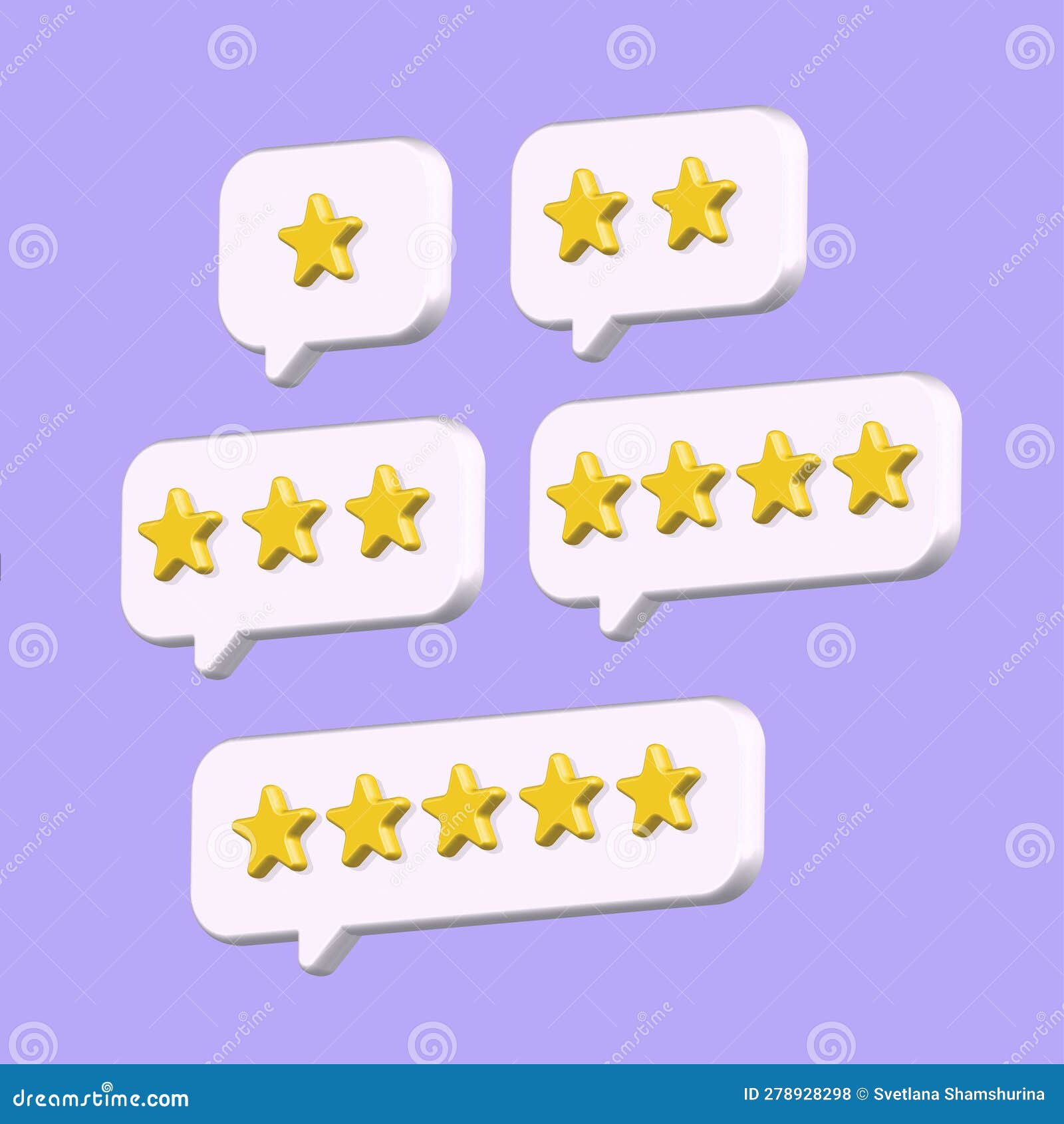 Vector 3d Render Volume Illustration Of 1- To 5-star Feedback ...