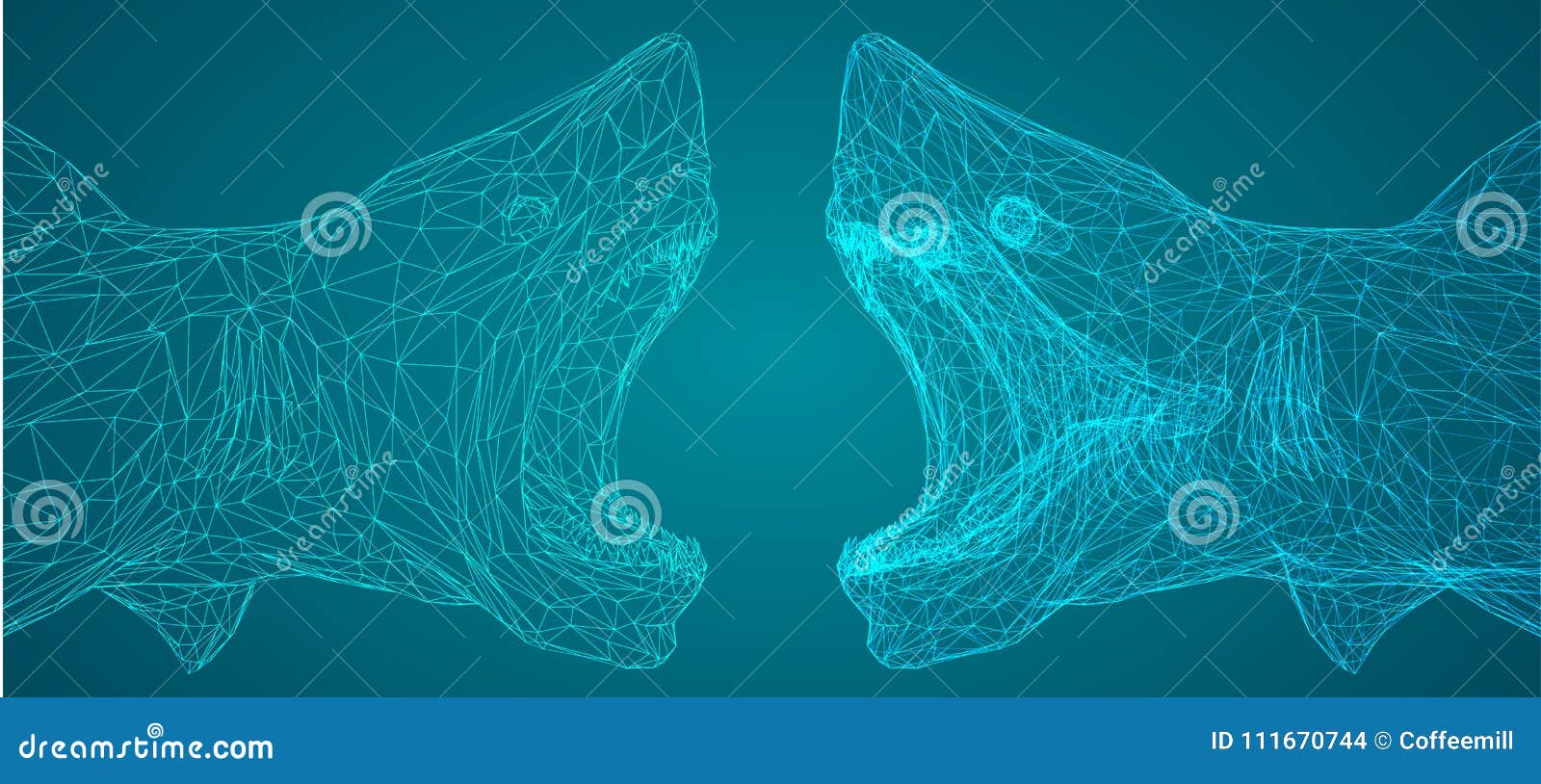 Vector 3d Shark from a Triangular Grid. Predator Stock Vector ...