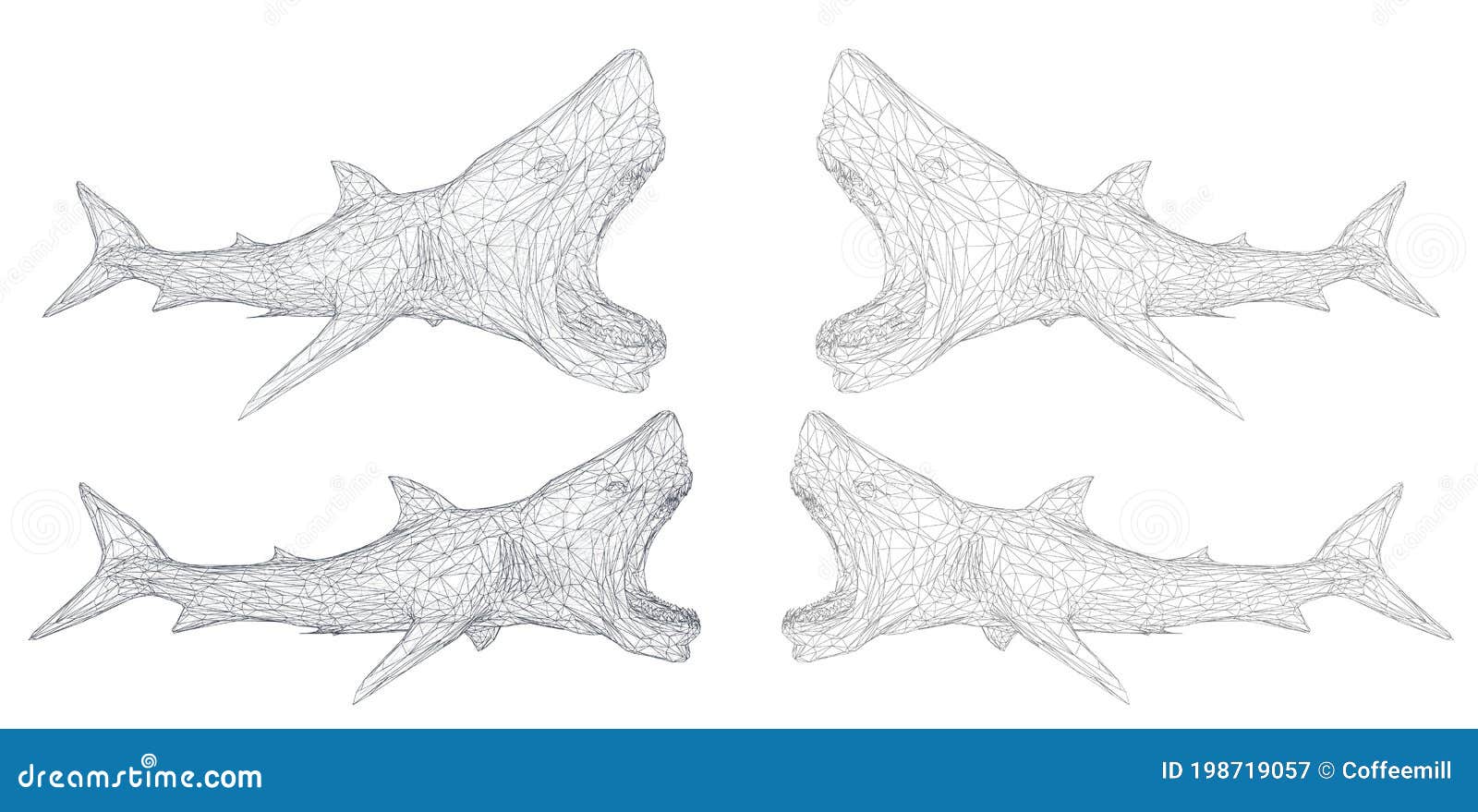 Vector 3d Shark from a Triangular Grid Stock Illustration ...