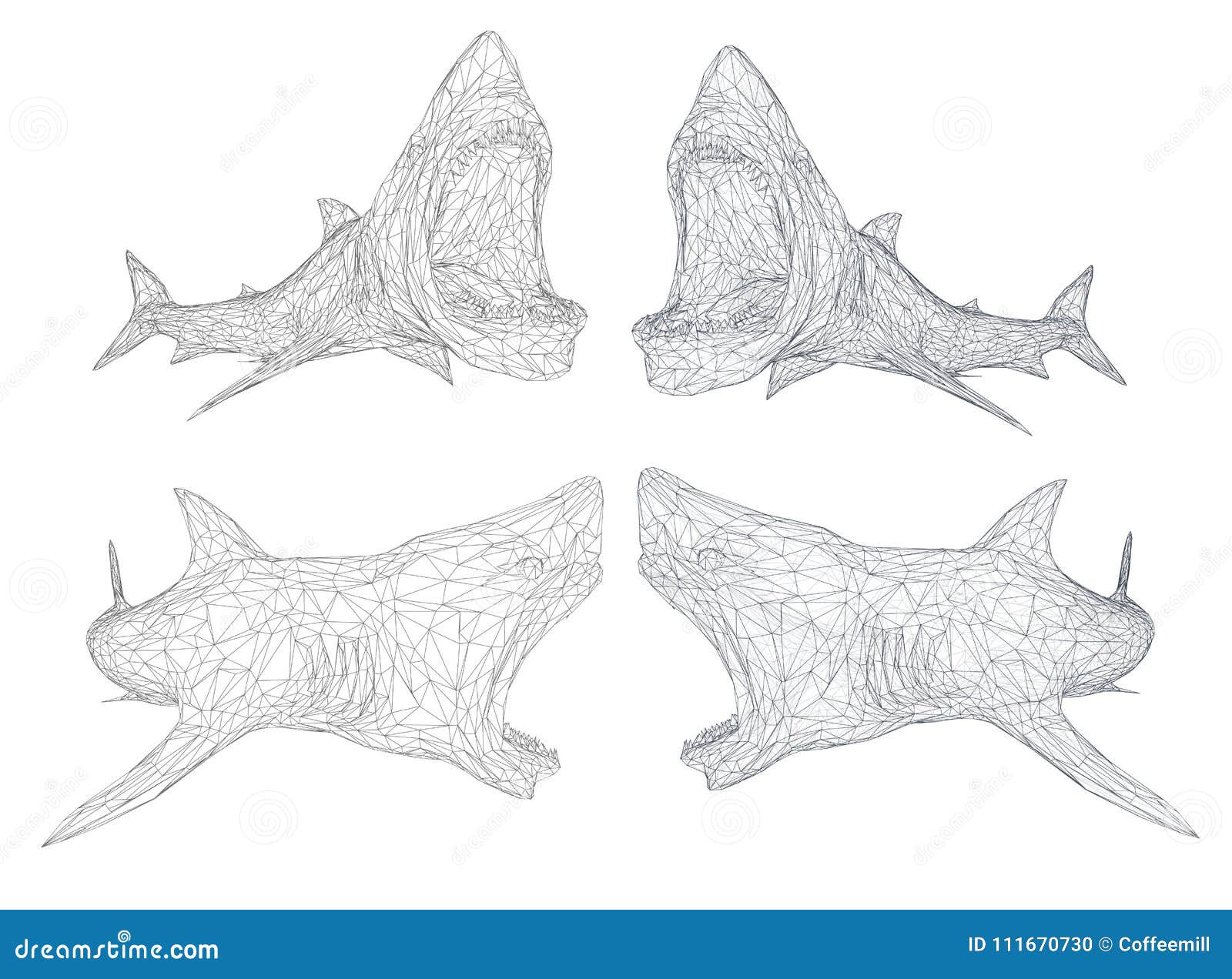 Vector 3d Shark from a Triangular Grid. Stock Vector - Illustration of ...