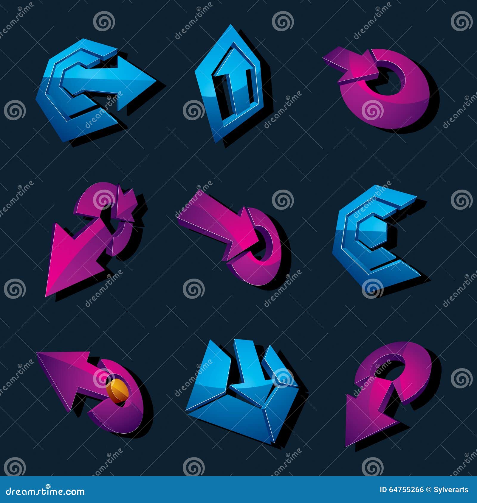 Vector 3d Simple Navigation Pictograms Collection. Stock Vector ...