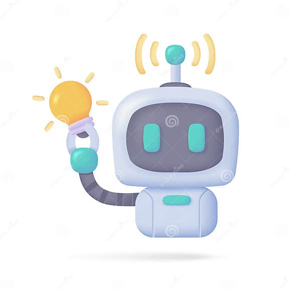 Vector 3D Smart Robot on Computer To Assist in Human Work Creative ...