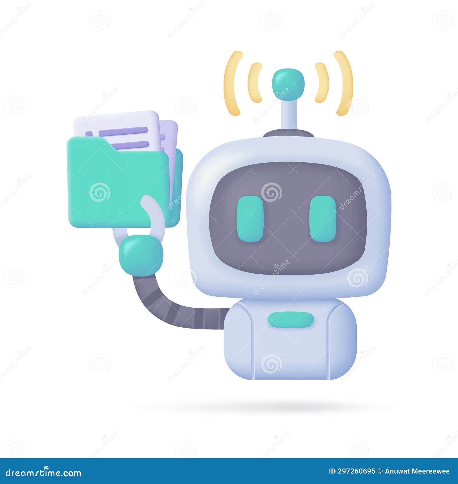 Vector 3D Smart Robot on Computer To Assist in Human Work Creative ...