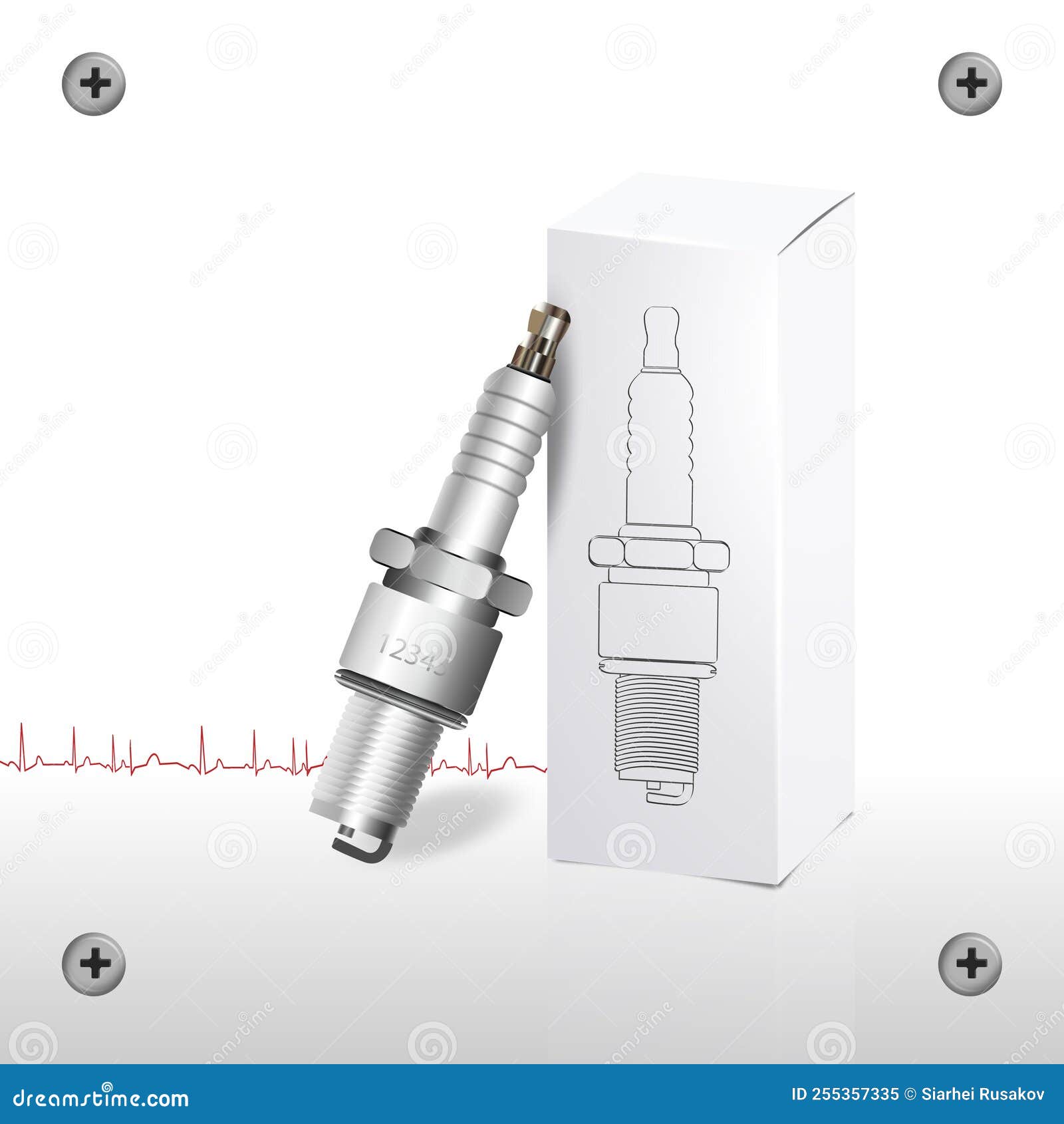 Vector 3D Spark Plug with Paper Packaging on a White Background ...