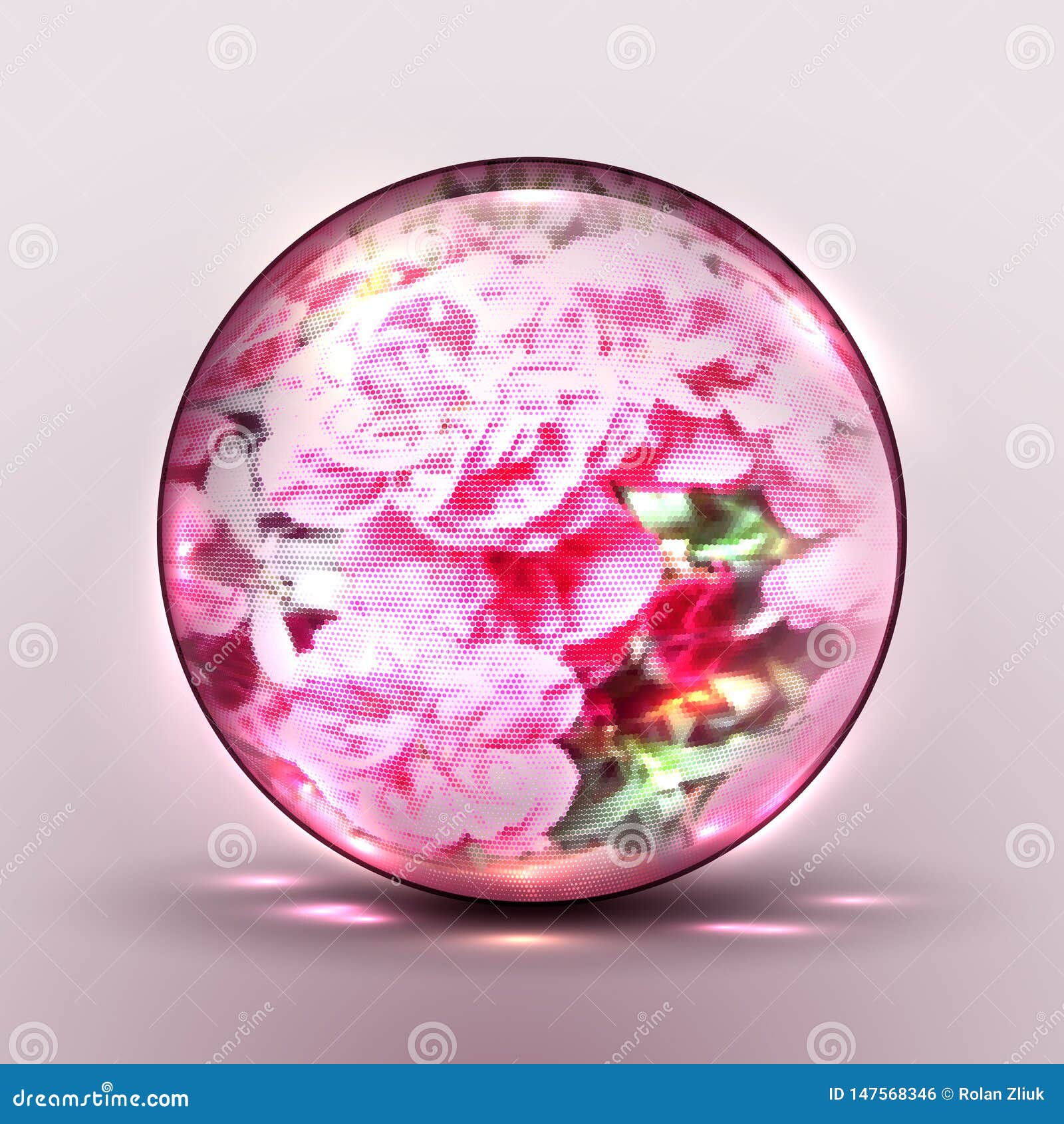 Vector 3D Sphere with a Pattern of Flowers Stock Vector - Illustration ...