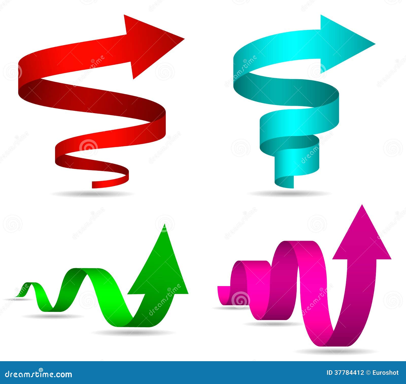Vector 3D Spiral and Twisted Arrows Set Stock Vector - Illustration of ...