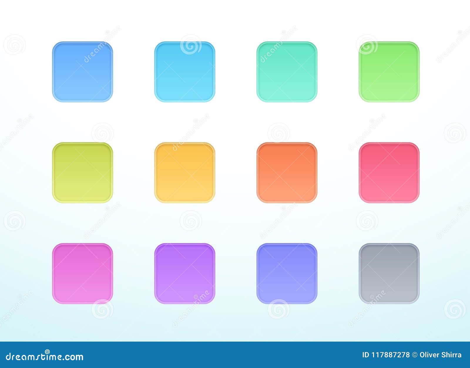 Vector 3d Square Colorful Cut Out Banner Elements Set of 12 Stock ...